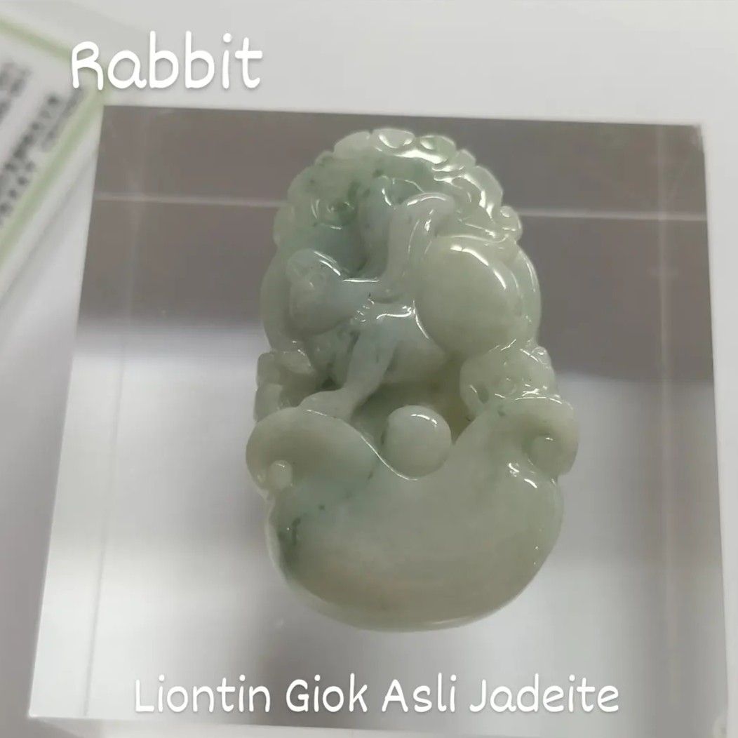 Liontin Giok Shio Kelinci Hoki Jadeite Premium Natural Grade A ...