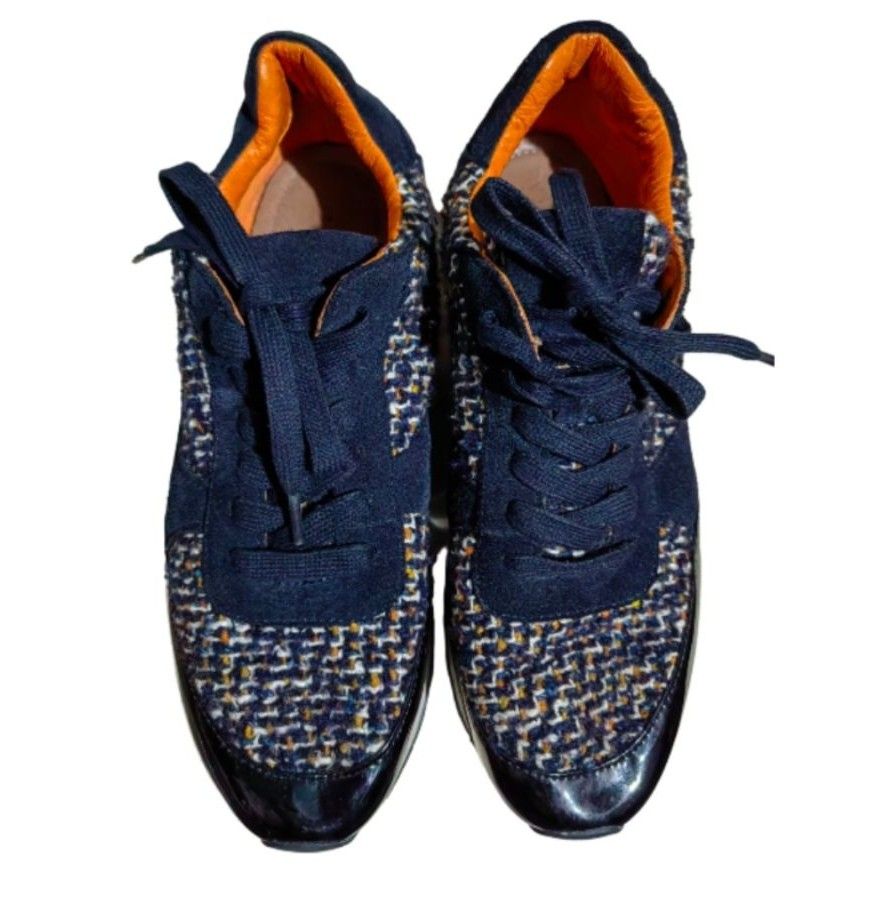 Massimo Dutti tweed and patent leather sneakers, Women's Fashion ...