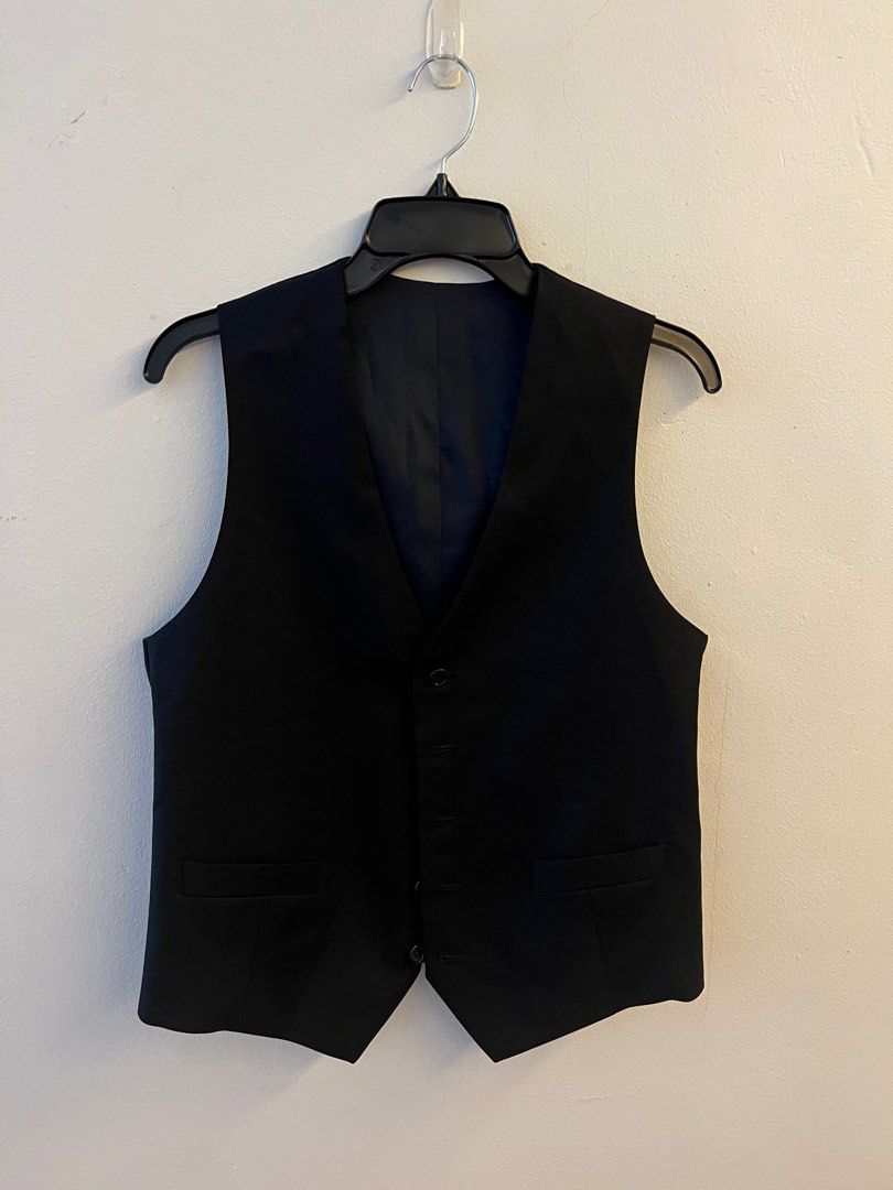 Men formal black vest, Men's Fashion, Tops & Sets, Vests on Carousell