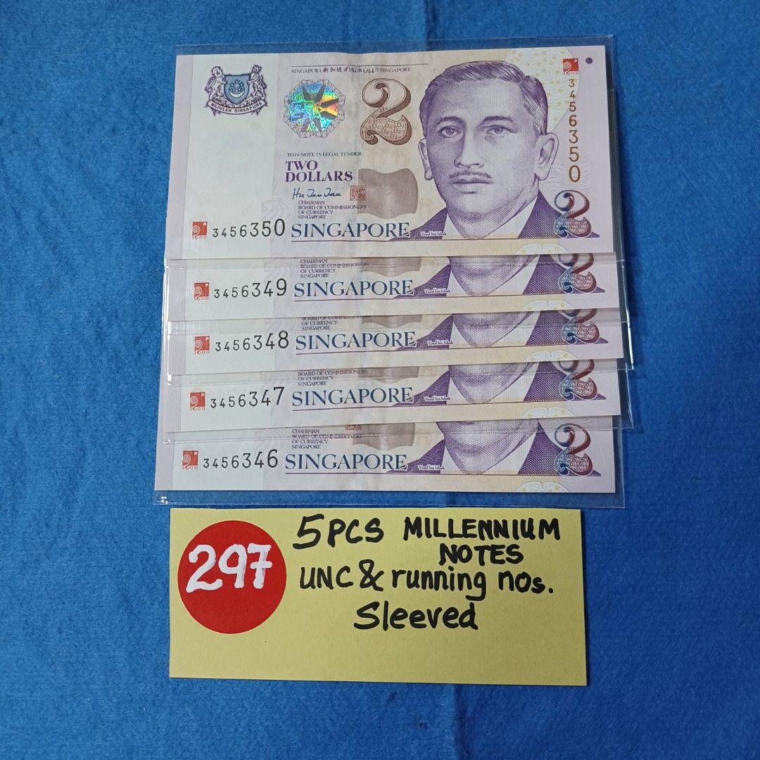 MILLENNIUM NOTES (paper) 5 PIECES. UNCIRCULATED & RUNNING NUMBERS ...