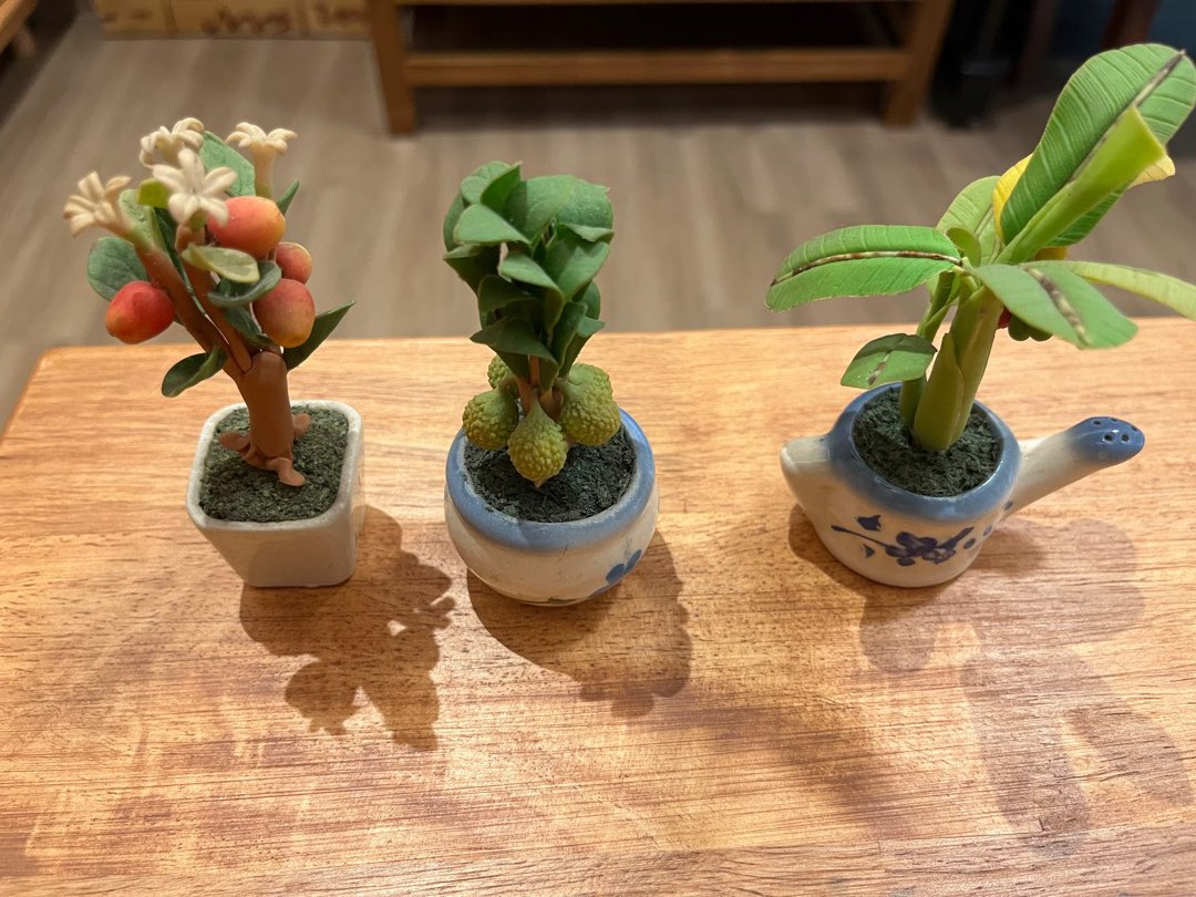 Mini fruit trees decor (around 11cm tall), Furniture & Home Living ...
