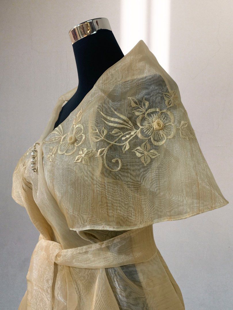 Premium Spanish Alampay Waist Coat Filipiniana Wrap Around Cream ...
