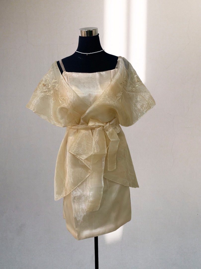 Premium Spanish Alampay Waist Coat Filipiniana Wrap Around Cream ...