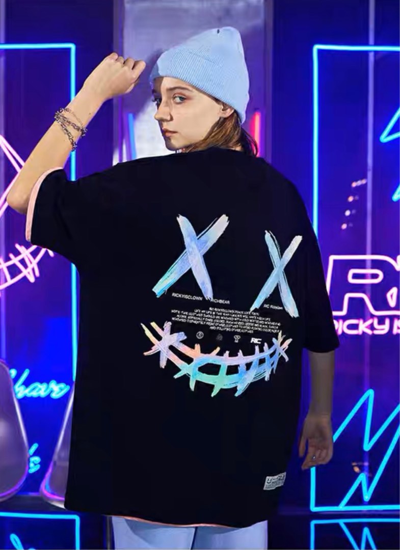 Rickyisclown RIC Rainbow Smiley Tee Black, Men's Fashion, Tops & Sets ...