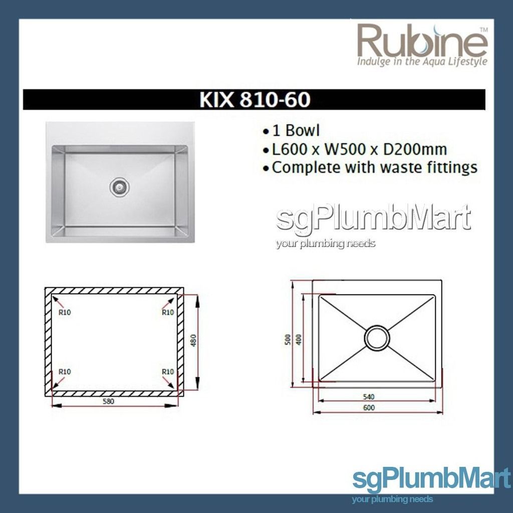 Rubine x sgPlumbMart KIX 810-60 Prestige Stainless Steel Kitchen Sink ...