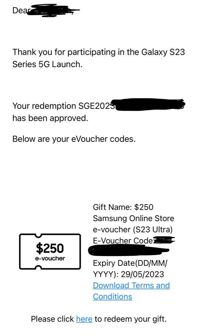 Samsung $250 voucher, Tickets & Vouchers, Vouchers on Carousell
