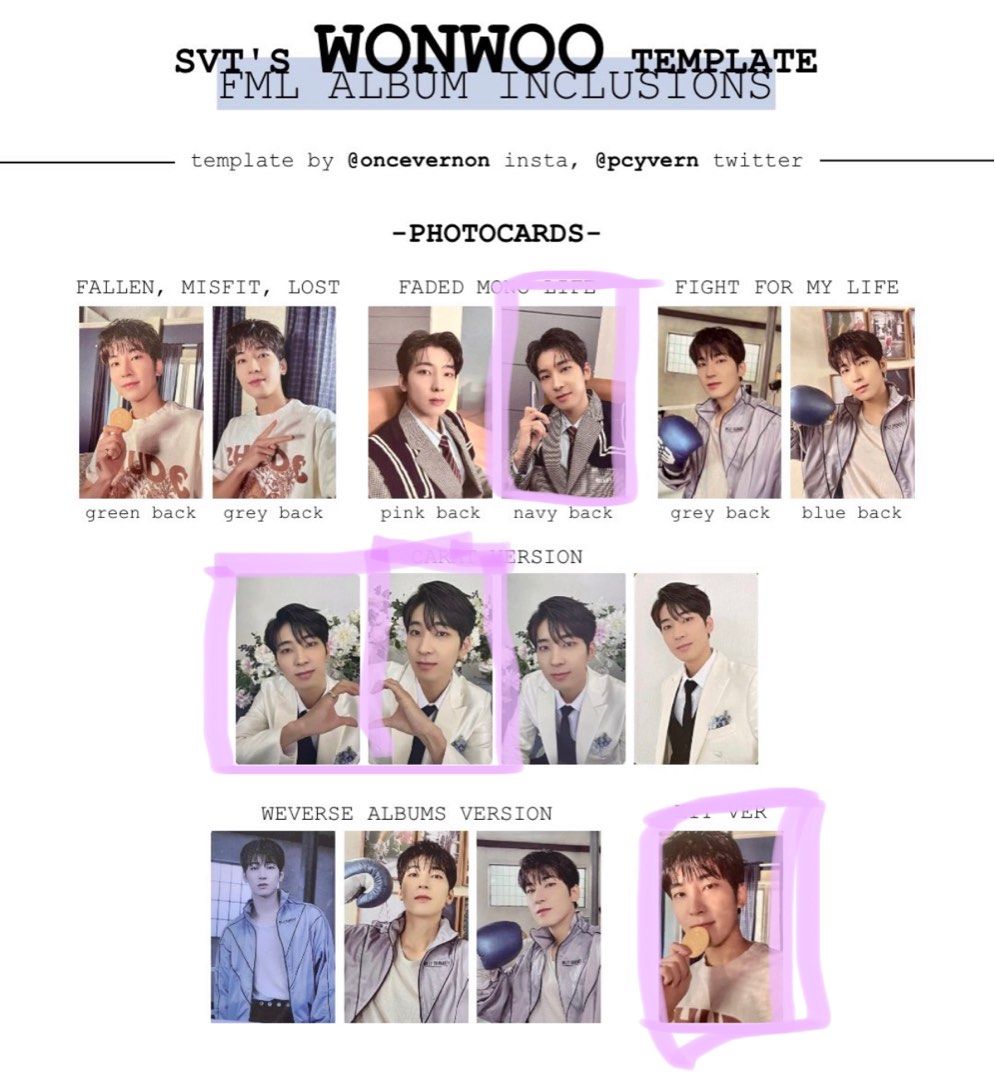 Seventeen FML Photocard PC Kit Carat Album Version PC Scoups Jeonghan 