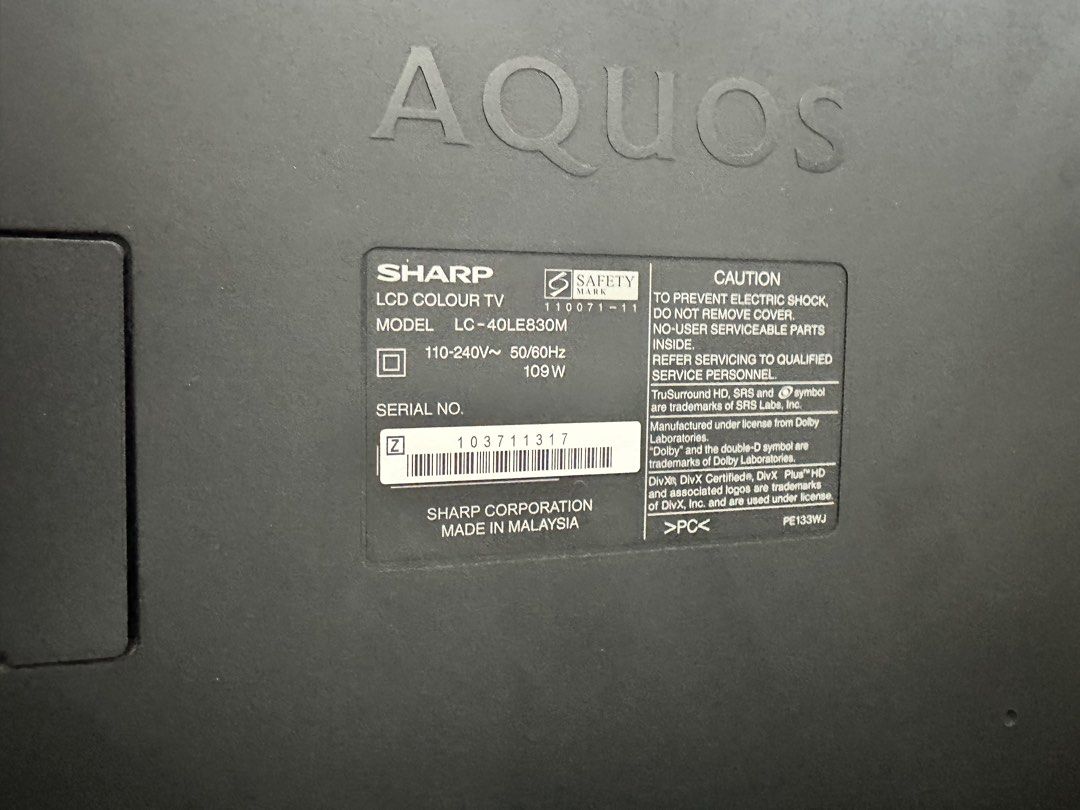 Sharp Aquos LCD 40 inch, TV & Home Appliances, TV & Entertainment, TV ...