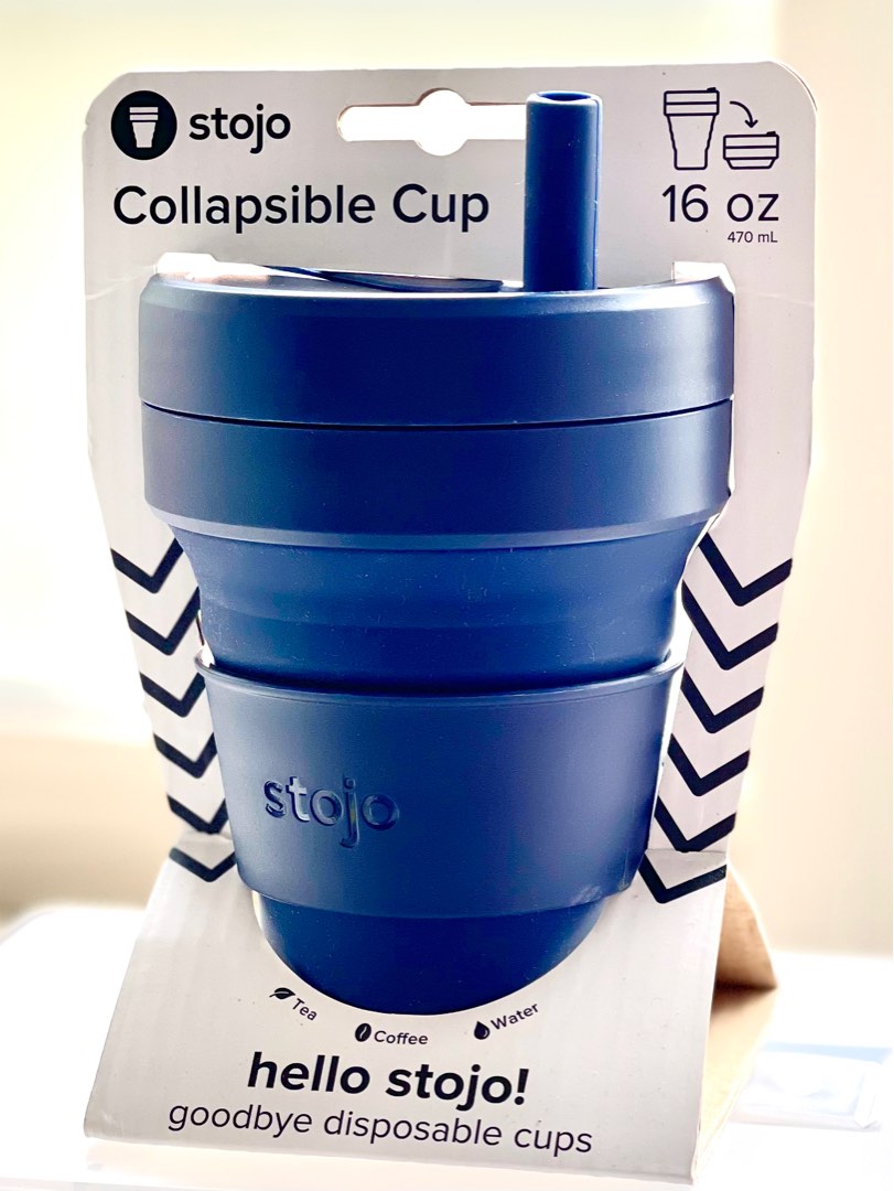 Stojo Collapsible Cup Blue 16oz, Furniture & Home Living, Kitchenware ...