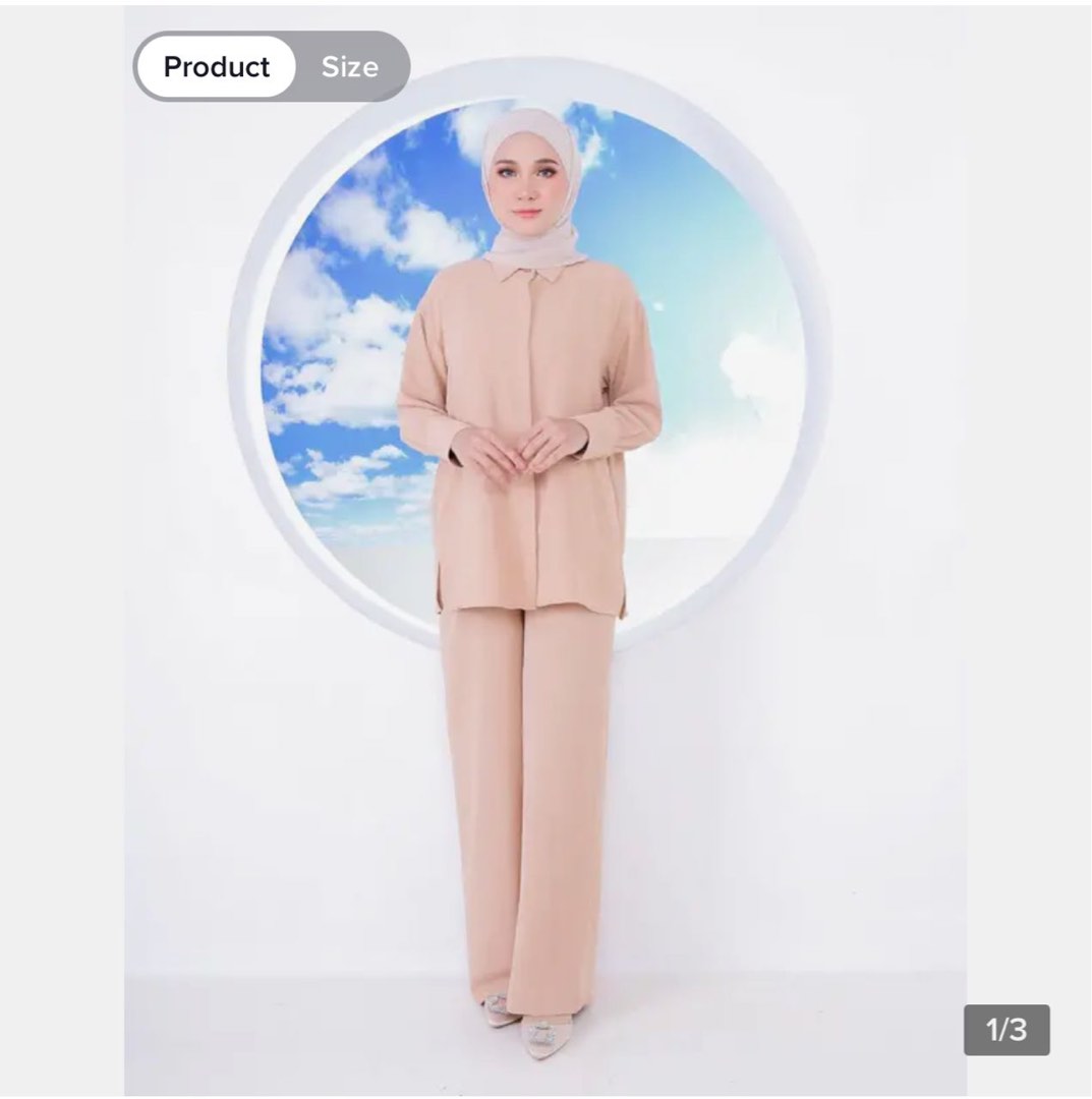 TIERRA PANTS (NUDE), Women's Fashion, Muslimah Fashion, Baju Kurung & sets on Carousell