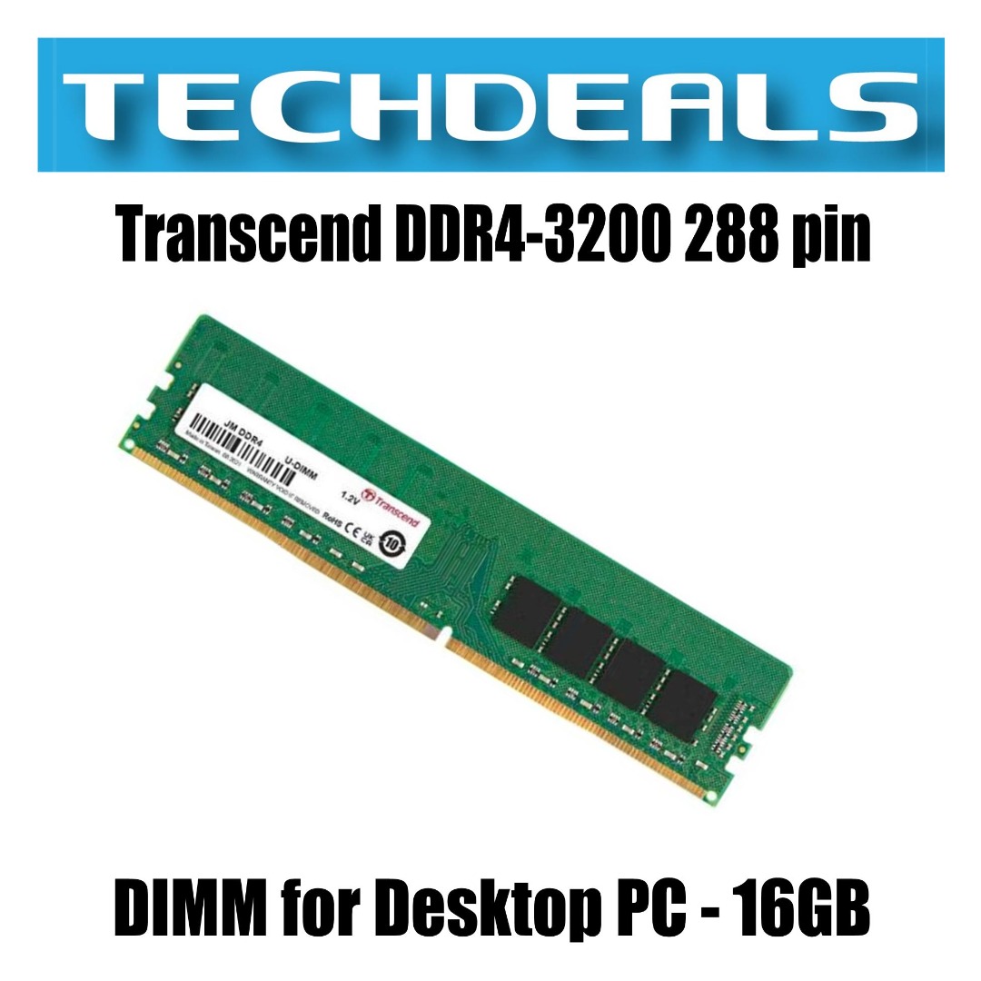 Transcend DDR4-3200 288 pin DIMM for Desktop PC - 16GB, Computers ...