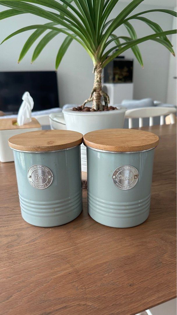 Typhoon Living Airtight Tea Storage Canister with Bamboo Lid Blue ...