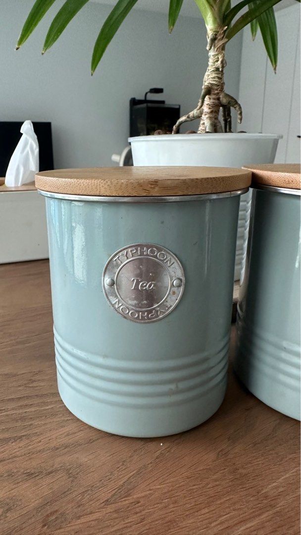 Typhoon Living Airtight Tea Storage Canister with Bamboo Lid Blue ...
