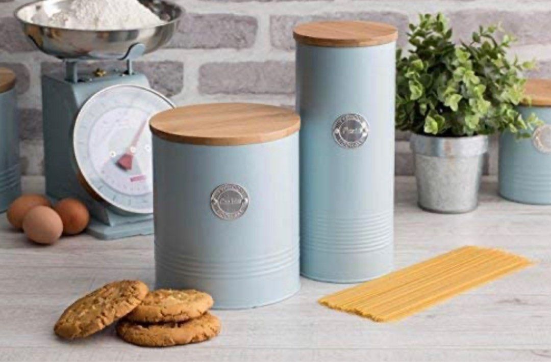 Typhoon Living Airtight Tea Storage Canister with Bamboo Lid Blue ...