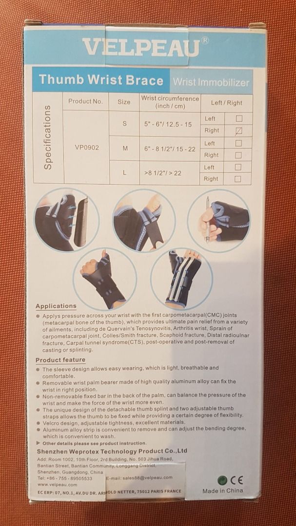 Velpeau Wrist Brace with Thumb Spica Splint for De Quervain's ...