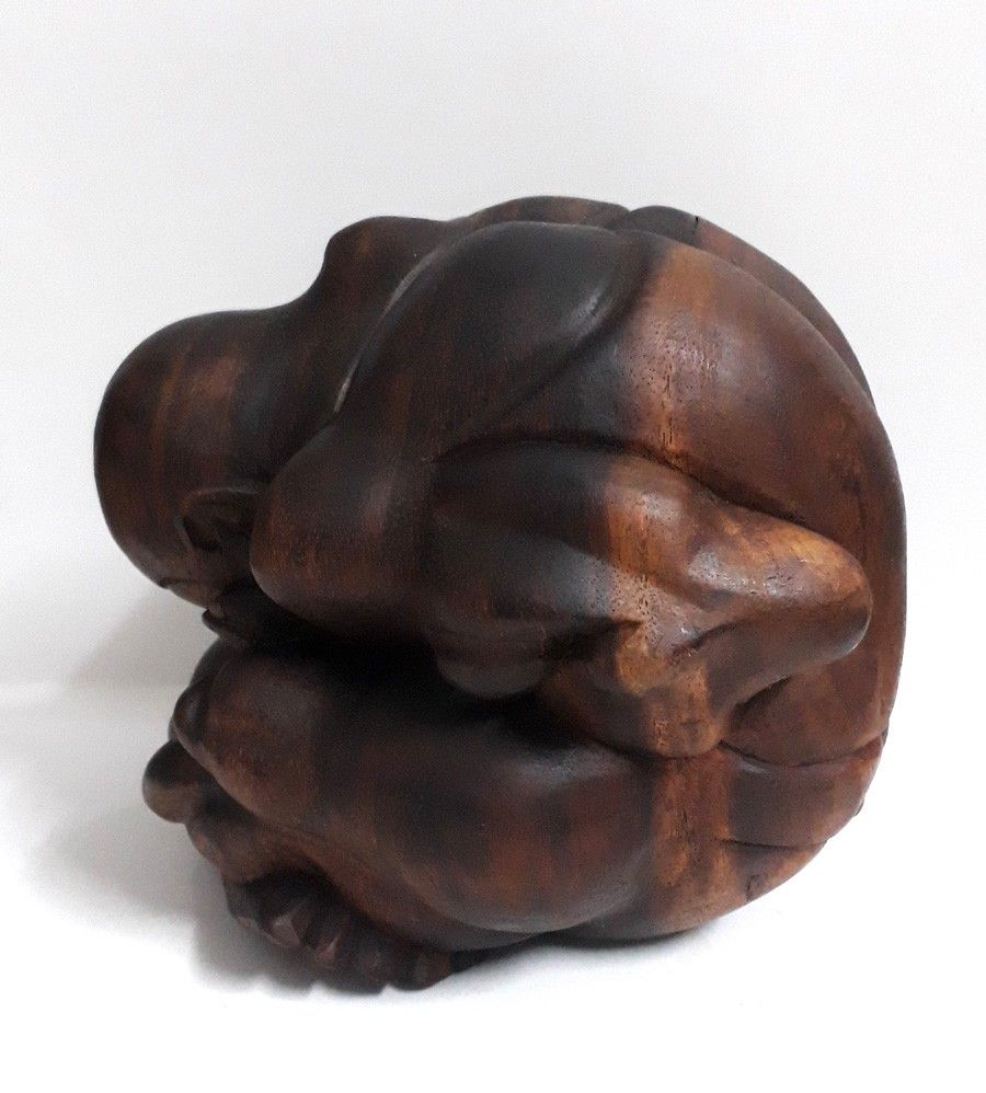 Vintage Large Wood Handcarved Weeping Buddha Sculpture, Hobbies & Toys ...