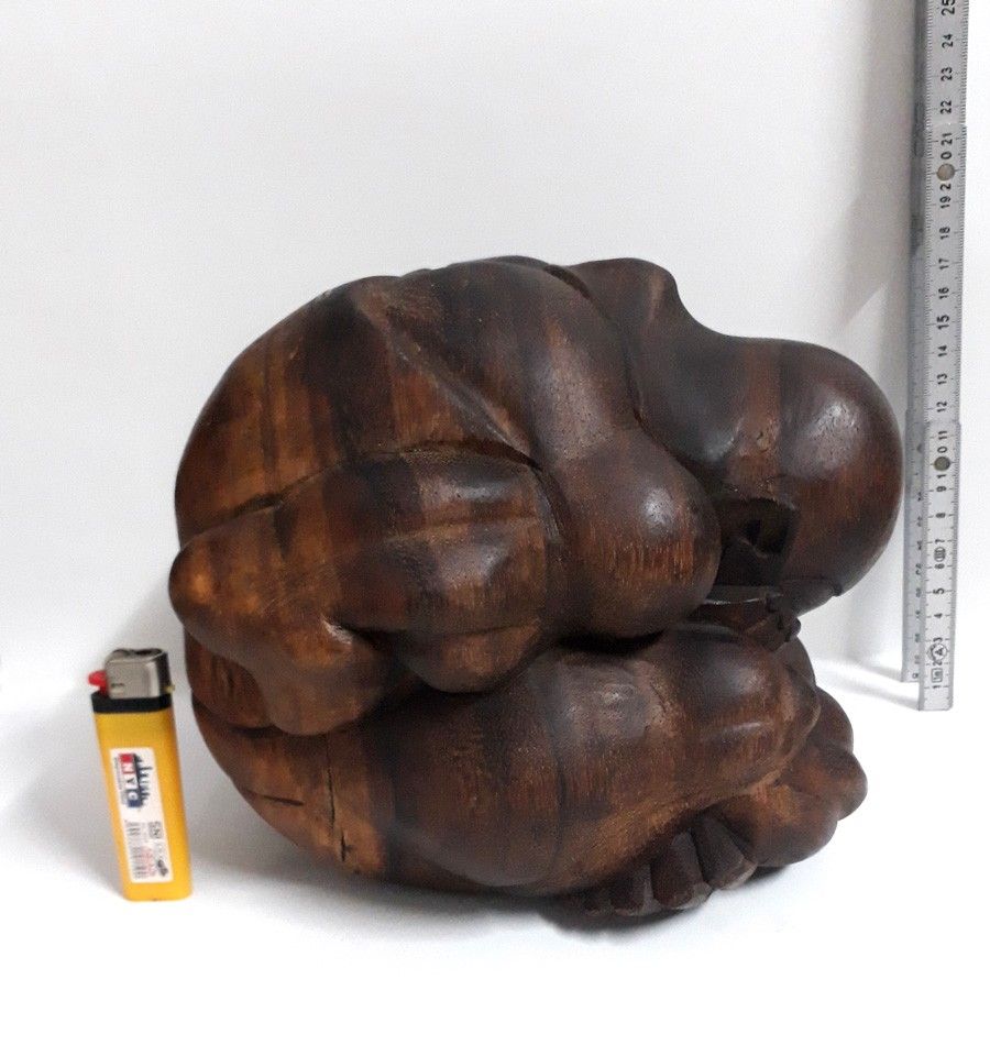 Vintage Large Wood Handcarved Weeping Buddha Sculpture, Hobbies & Toys ...