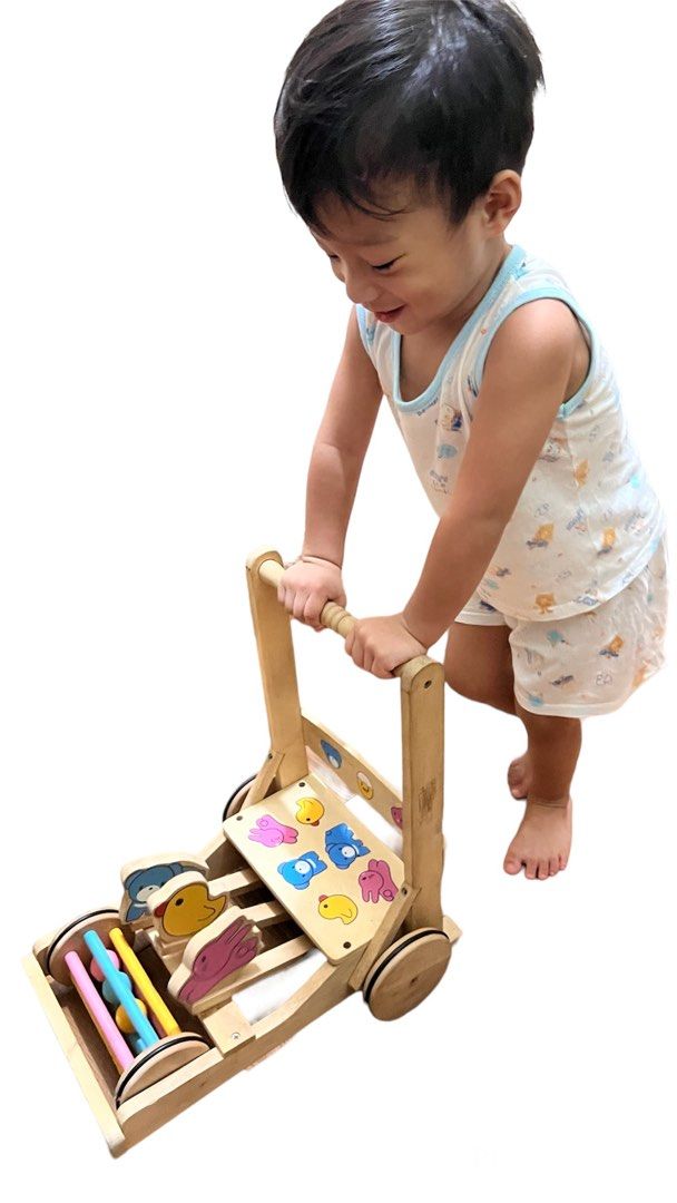 Wooden push walker (solid wood) on Carousell
