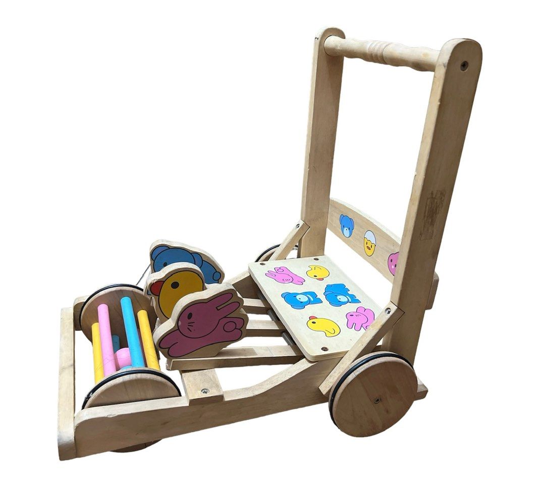 Wooden push walker (solid wood) on Carousell