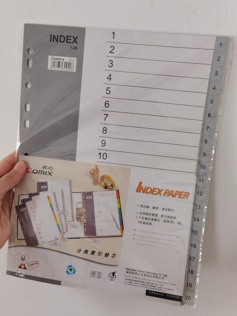 A4 Index paper divide 20 pieces, Hobbies & Toys, Stationery & Craft ...