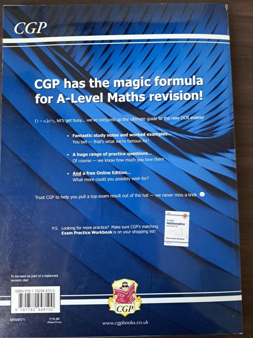 A LEVEL Mathematics OCR Complete Revision & Practice, 興趣及遊戲, 書本 & 文具, 書本及雜誌 - 補充練習 - Carousell