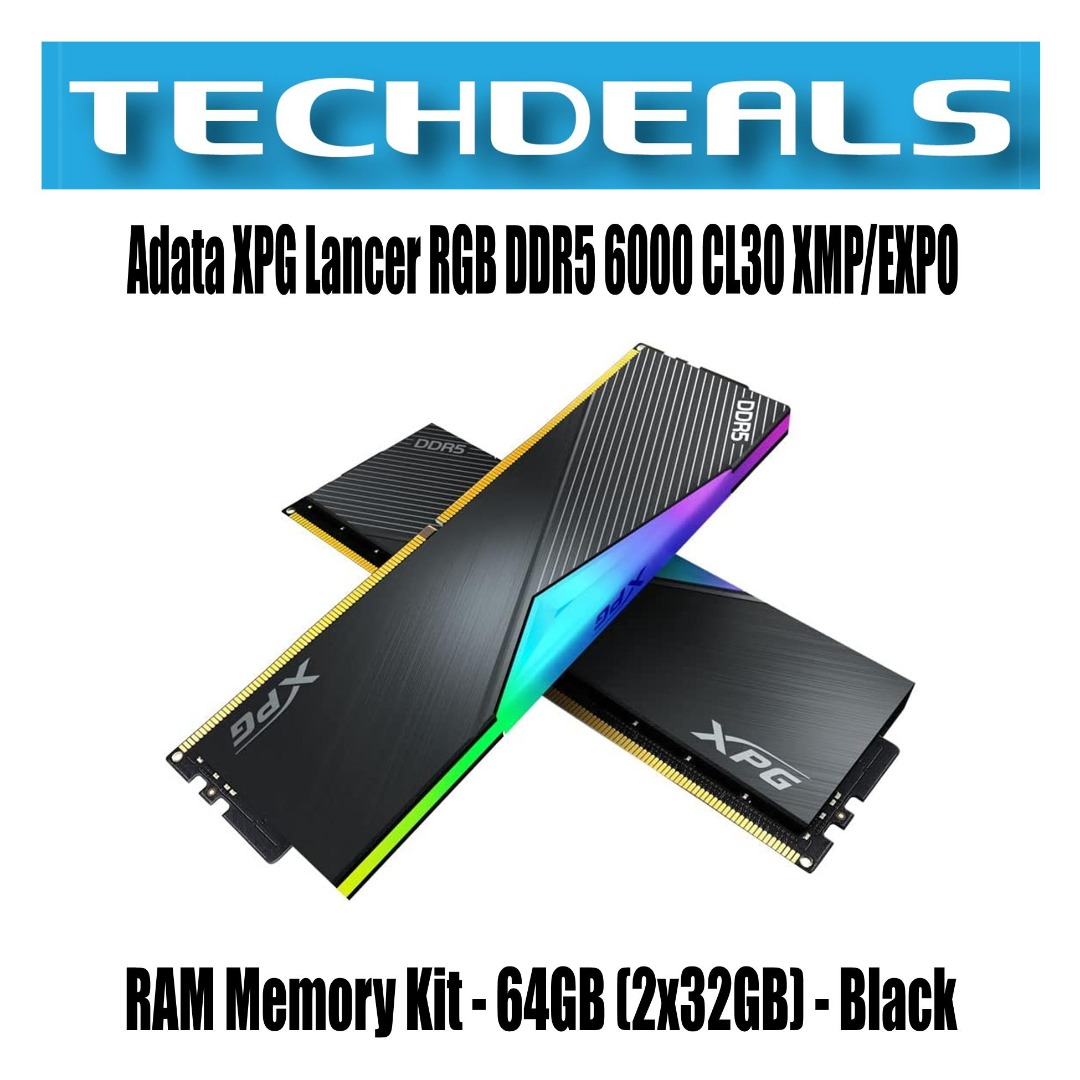 Adata XPG Lancer RGB DDR5 6000 CL30 XMP/EXPO RAM Memory Kit - 64GB ...