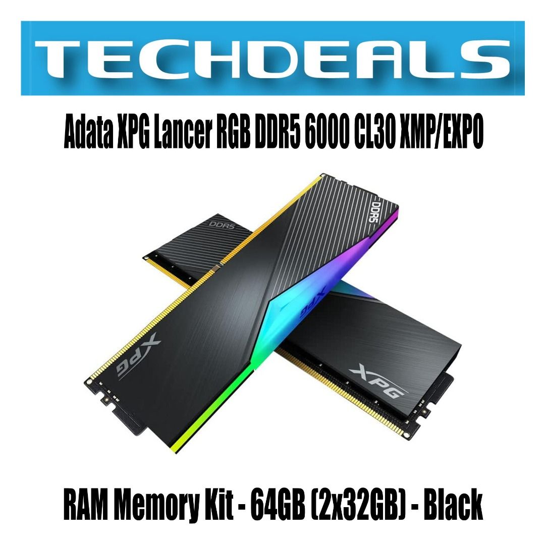 Adata XPG Lancer RGB DDR5 6000 CL30 XMP/EXPO RAM Memory Kit - 64GB ...
