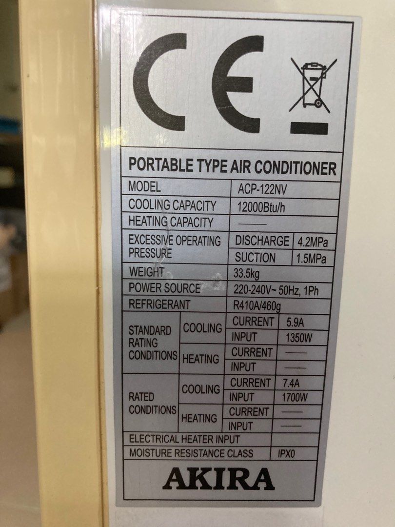 Akira portable aircon 12000 BTU, TV & Home Appliances, Air Conditioners ...