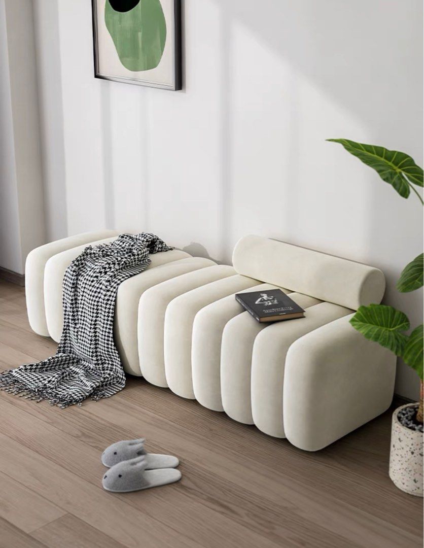 ALANIEM Modern Velvet Bench, Furniture & Home Living, Furniture, Chairs ...