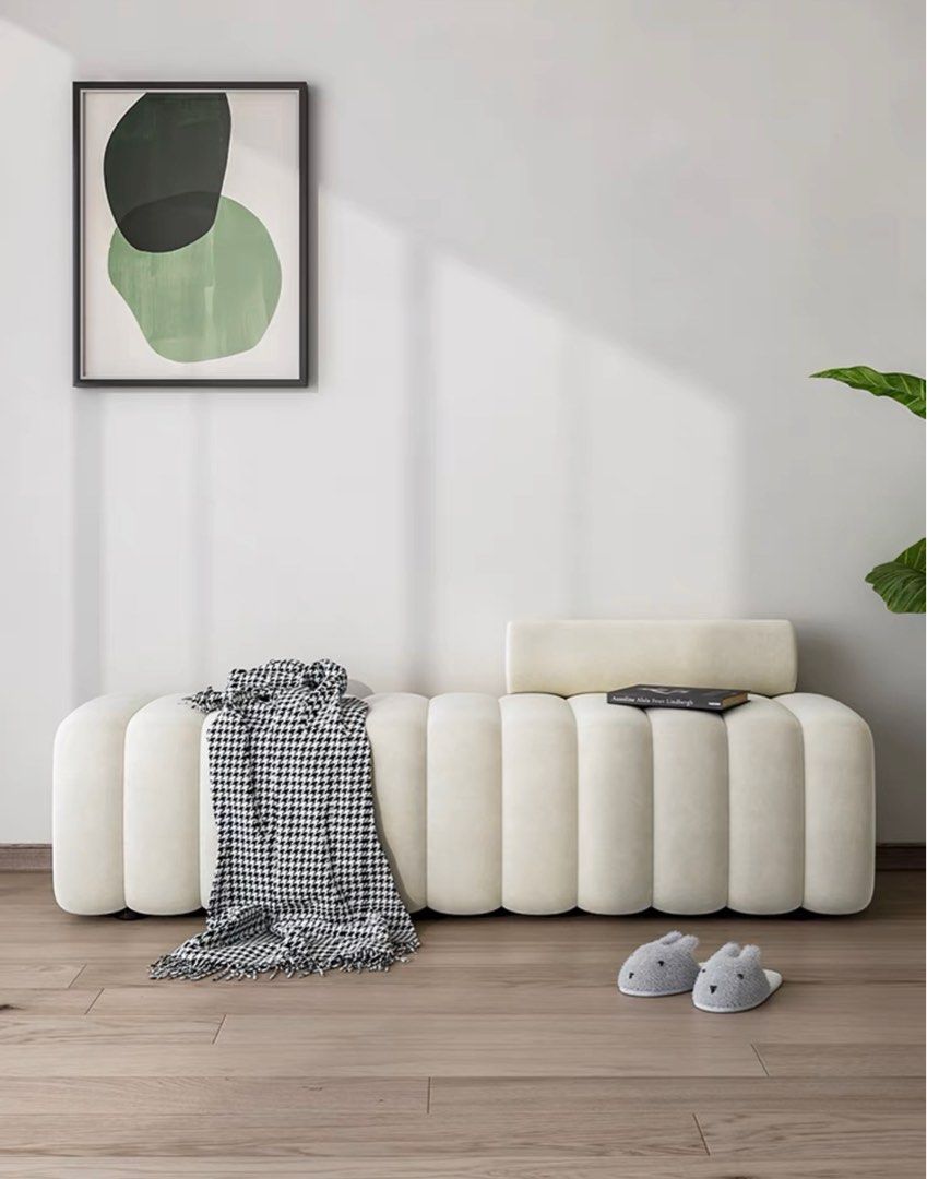 ALANIEM Modern Velvet Bench, Furniture & Home Living, Furniture, Chairs ...