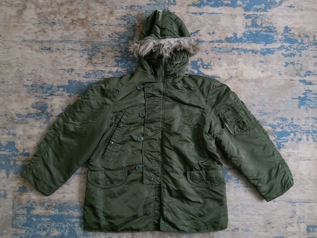 ALPHA INDUSTRIES PARKA N-3B EXTREME COLD WEATHER TYPE N3B VINTAGE MILITARY U.S. ARMY MADE IN USA ...