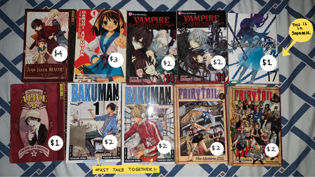 Assorted Secondhand Manga (Fairy Tail, Vampire Knight, Bakuman, Kyou ...