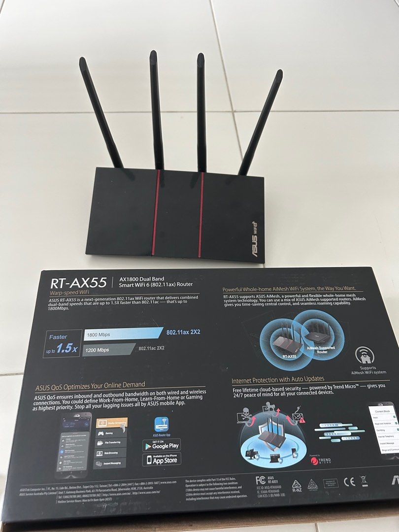 Asus router AX 55 wifi 6, Computers & Tech, Parts & Accessories ...