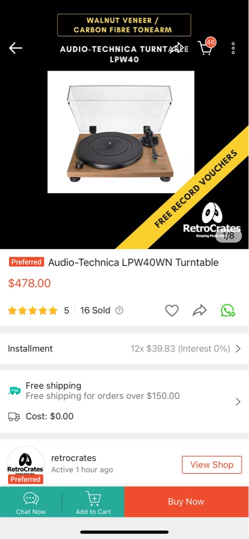 Audio Tech turntable AT-LPW40WN, TV & Home Appliances, TV ...