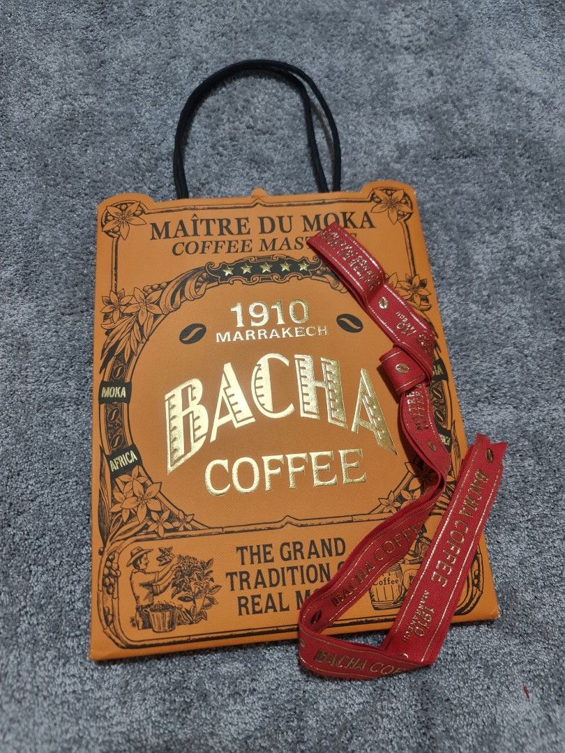 Bacha Coffee Paper Bag with Ribbon, Luxury, Accessories on Carousell