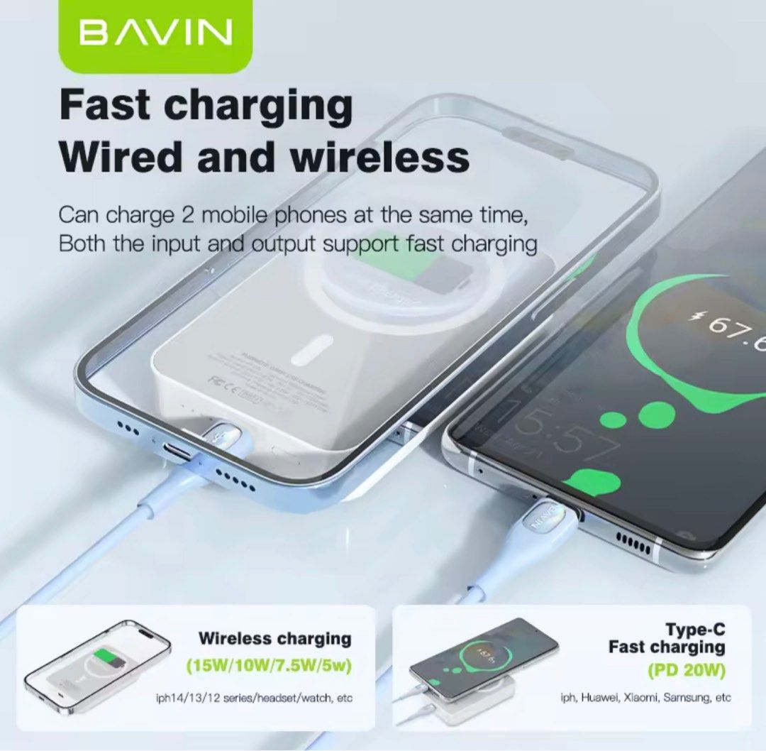 BAVIN 5000mAh Wireless Magnetic Fast Charging Powerbank Small ...