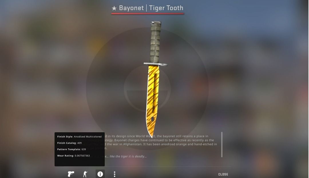 Bayonet Tiger Tooth Knife CSGO SKINS KNIVES (FN), Video Gaming, Gaming ...