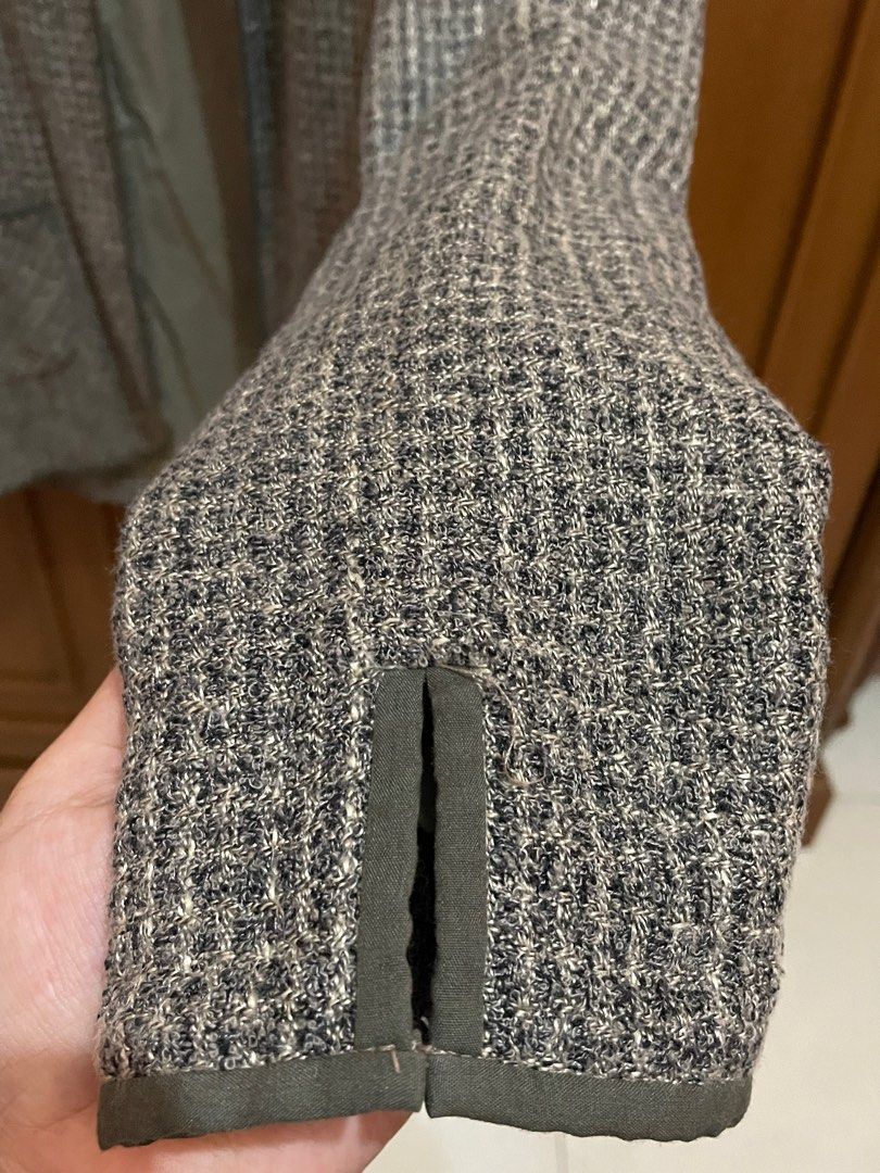 Harga NET! Blazer kantor bahan tweed warna olive, Fesyen Wanita ...