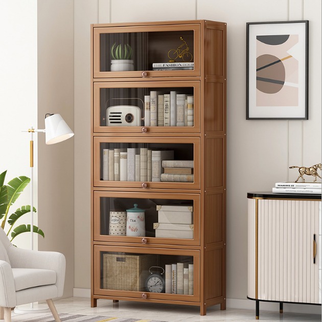 Book Cabinet Bamboo Bookcase 5Tier Book Shelf COD, Furniture & Home ...
