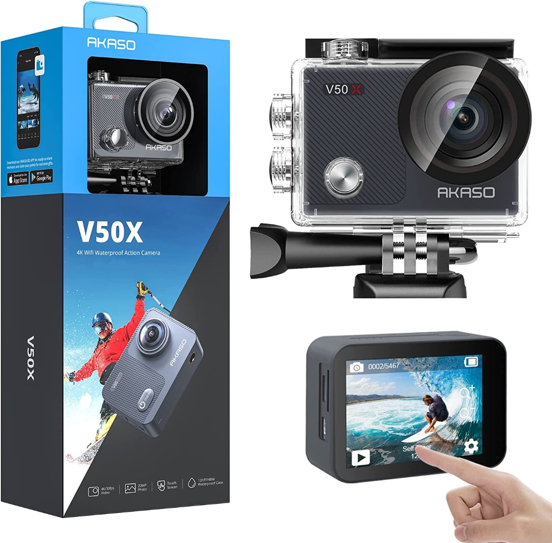 [C0399] AKASO V50 X Action Camera, Native 4K Wifi Underwater 40M EIS ...