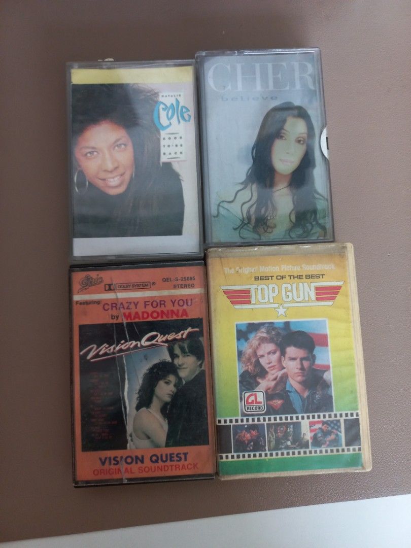 CASSETTE TAPES BUNDLE (Topgun, Cher, Natalie Cole, Vision Quest), Hobbies & Toys, Music & Media ...