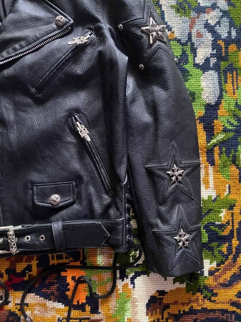 Chrome Hearts Leather Biker Jacket, Men's Fashion, Coats, Jackets and ...