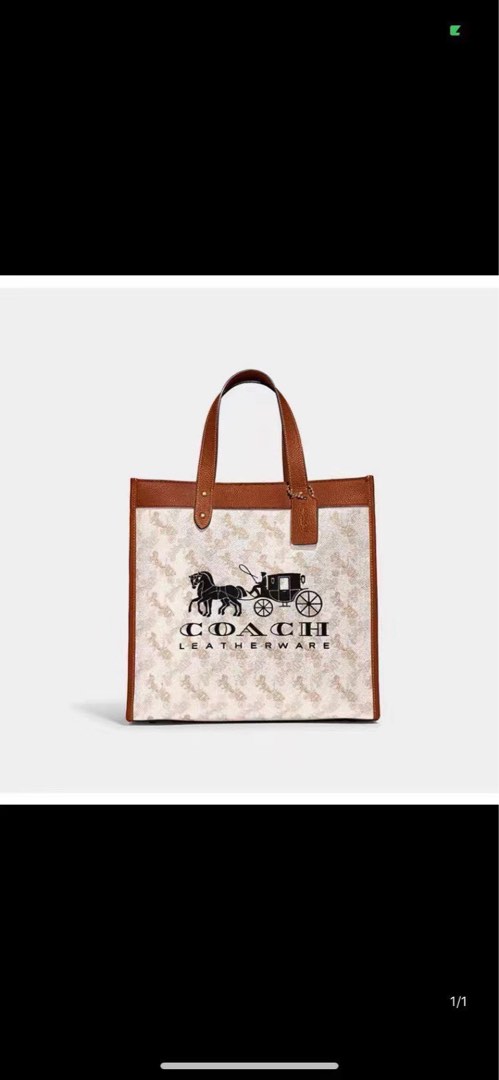 Coach tote bag medium 30cm white with coach logo tote bag instock ...