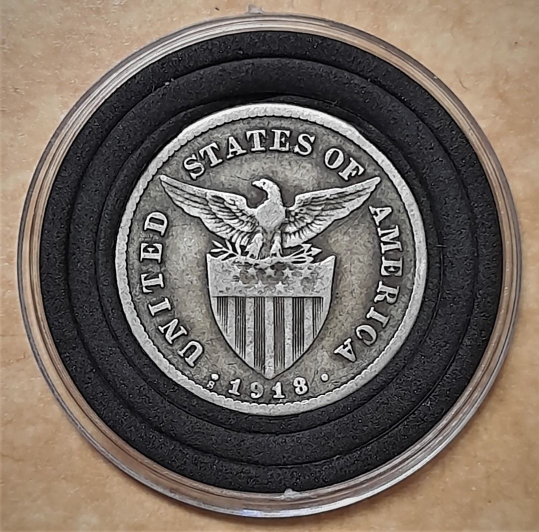 COINS: 20-CENTAVOS 1918 'S'-U.S. Philippine Silver Coin-UNCLEANED ...