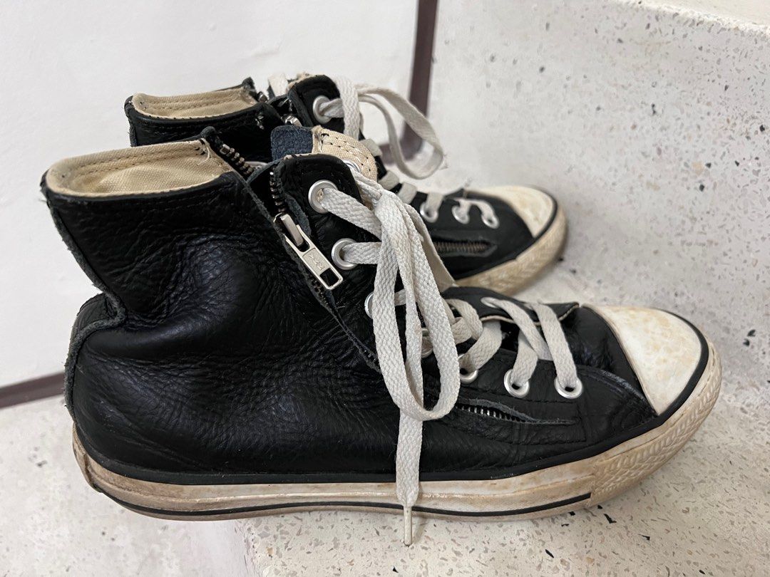 Converse high cut full leather with zipper, Men's Fashion, Footwear ...