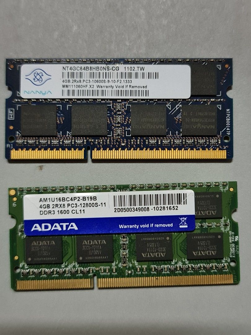 DDR3 4GB Laptop RAM x 2, Computers & Tech, Parts & Accessories ...