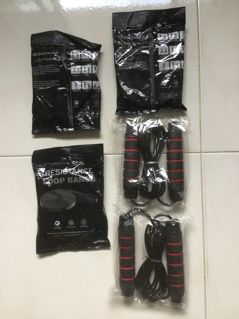 Exercise Skipping rope and Resistance loop bands, Sports Equipment ...