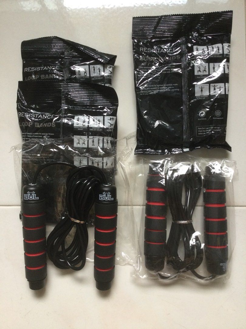 Exercise Skipping rope and Resistance loop bands, Sports Equipment ...