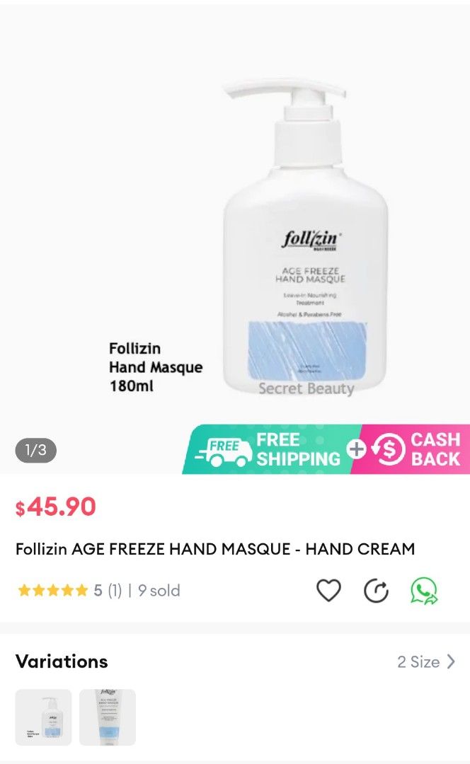 FOLLIZIN Age Freeze Hand Masque /hand cream, Beauty & Personal Care ...