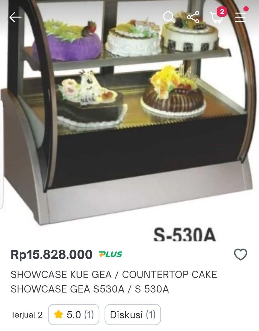 Gea showcase cake kue display countertop S-530A ex cafe, Elektronik, Lainnya di Carousell